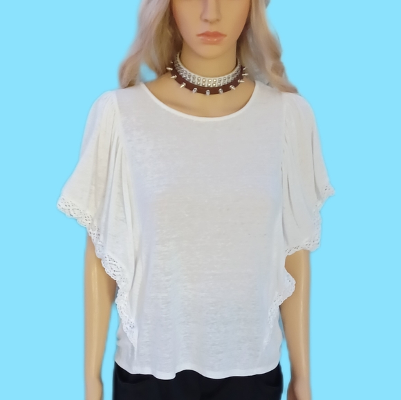 GAP | Tops | Gap M Ruffle Sleeve Linen Top | Poshmark